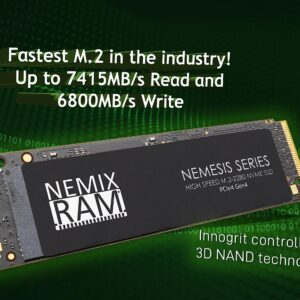 NEMIX RAM Nemesis Series 1TB M.2 2280 Gen4 NVMe SSD for Playstation 5 & PC Gaming Machines Fastest Write Speeds up to 7415mbps Supports PCIe 4 (PCIe3 Backward Compatible)