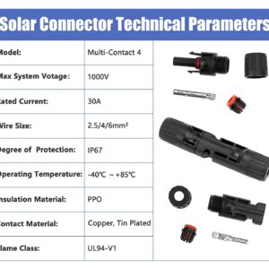 kimystam 16 PCS Solar Connectors with Spanners Solar Panel Cable Connectors 8 Pairs Male/Female(10AWG)