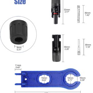 kimystam 16 PCS Solar Connectors with Spanners Solar Panel Cable Connectors 8 Pairs Male/Female(10AWG)