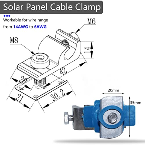 Dutiplus Solar Panel Photovoltaic Bolt-On Coupling Earthing Ground Lug Cable Clamp with Nuts for RV, Boat, Roof, Wall and Other Off Gird Roof Bare Wire Installation(4pcs)