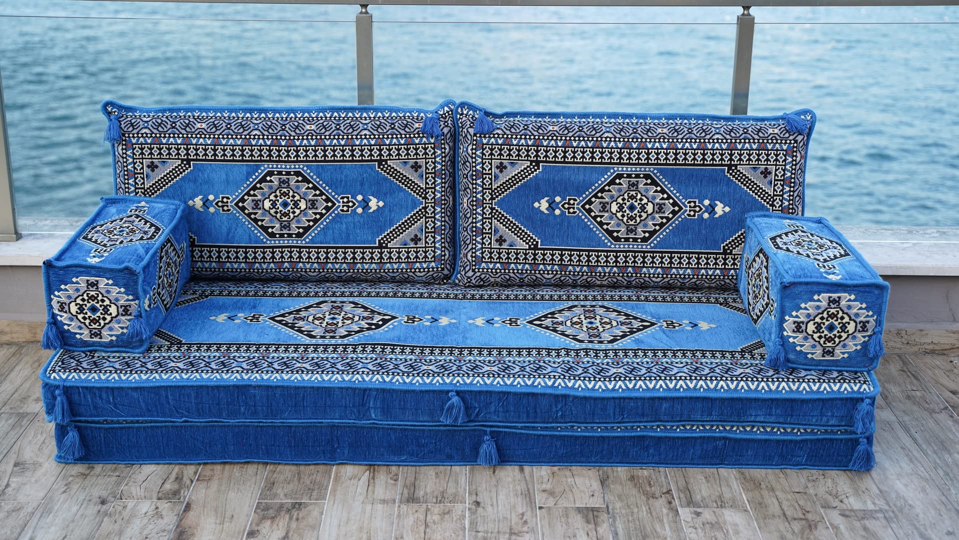 Blue Turkish Floor Seating, Meditation Reading Sofa, Arabic Majlis, Oriental Floor Cushion, Sectional Sofa, Tradional Design Arabic Sofa, Sofa Bed