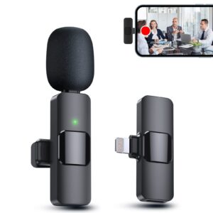 pqrqp wireless microphone for iphone ipad, mini microphone, wireless lavalier microphone, wireless microphones, plug-play microphone for iphone video recording, live stream, youtube, tiktok