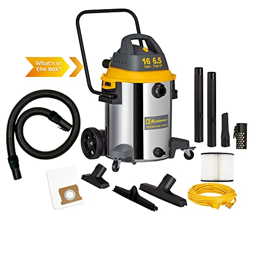 Koblenz Contractor Wet/Dry Vac, 16 Gal Stainless Steel 6.5HP 2-Stage Quiet Motor, Stainless (WD-16 C416SSH)