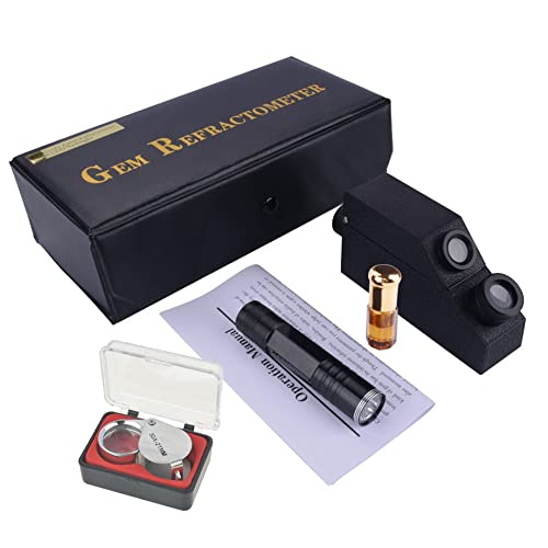 Gem Portable Refractometer, RHG181 1.30-1.81 Presidium Gemstone ldentification Tester for Jewelry, Gold ＆ Silver and Diamond, Lab Refractometers