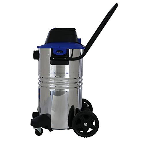 Koblenz Stainless Wet-Dry 6.5 HP Vacuum Cleaner and Blower with Rear Pull Handle, 16 Gallon Tank, Stainless Steel/Black