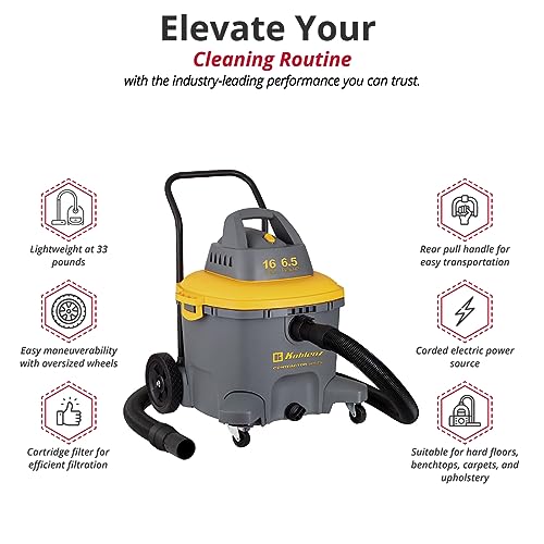 Koblenz Wet/Dry Vac, 16 Gallon Contractor 6.5HP ContractorSeries,Handle, Gray,Yellow (WD-16 C4H)