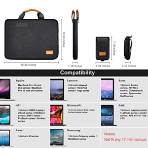 Laptop Case 15.6 Inch Briefcase Military-Grade Protection with Detachable Belt Bag, Compatible All Model of 15-16 Inch MacBook Pro and Most Popular 15.6 Inch Notebooks Chromebooks (Black)