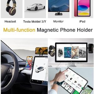 Jkoailiwi Dual Screen Magnetic Phone Holder for Laptop - Adjustable Slim Phone Mount for Monitor's Top and Side - Computer Extension Bracket for Tesla, MagSafe iPhone 15/14/13/12