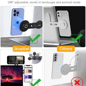 Jkoailiwi Dual Screen Magnetic Phone Holder for Laptop - Adjustable Slim Phone Mount for Monitor's Top and Side - Computer Extension Bracket for Tesla, MagSafe iPhone 15/14/13/12