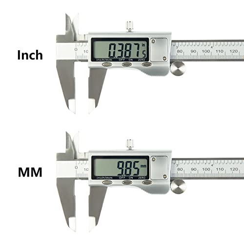 Beslands Digital Caliper 0-6"/0-150mm Electronic Vernier Caliper Measuring Tool, Digital Micrometer with Large LCD Screen, Stainless Steel, Inch Metric Conversion with Protective Case, Extra Battery