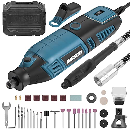 Rotary Tool Set,WESCO Rotary Tool-7 Variable Speed 8000-35000RPM,Power Rotary Tool with 82 Accessories,Rotary Tool Multi-Tool for Sanding, Polishing, Drilling, Etching, Engraving, DIY Crafts