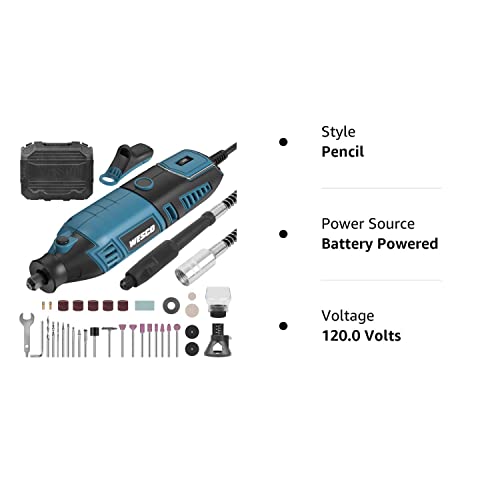 Rotary Tool Set,WESCO Rotary Tool-7 Variable Speed 8000-35000RPM,Power Rotary Tool with 82 Accessories,Rotary Tool Multi-Tool for Sanding, Polishing, Drilling, Etching, Engraving, DIY Crafts