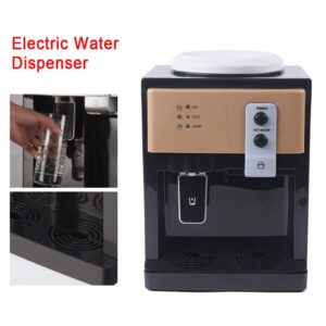 Top Loading Countertop Water Cooler Dispenser with Hot Cold and Room Temperature Water, Countertop Hot and Cold Water Cooler Dispenser for Home Office Use 110V (Black)