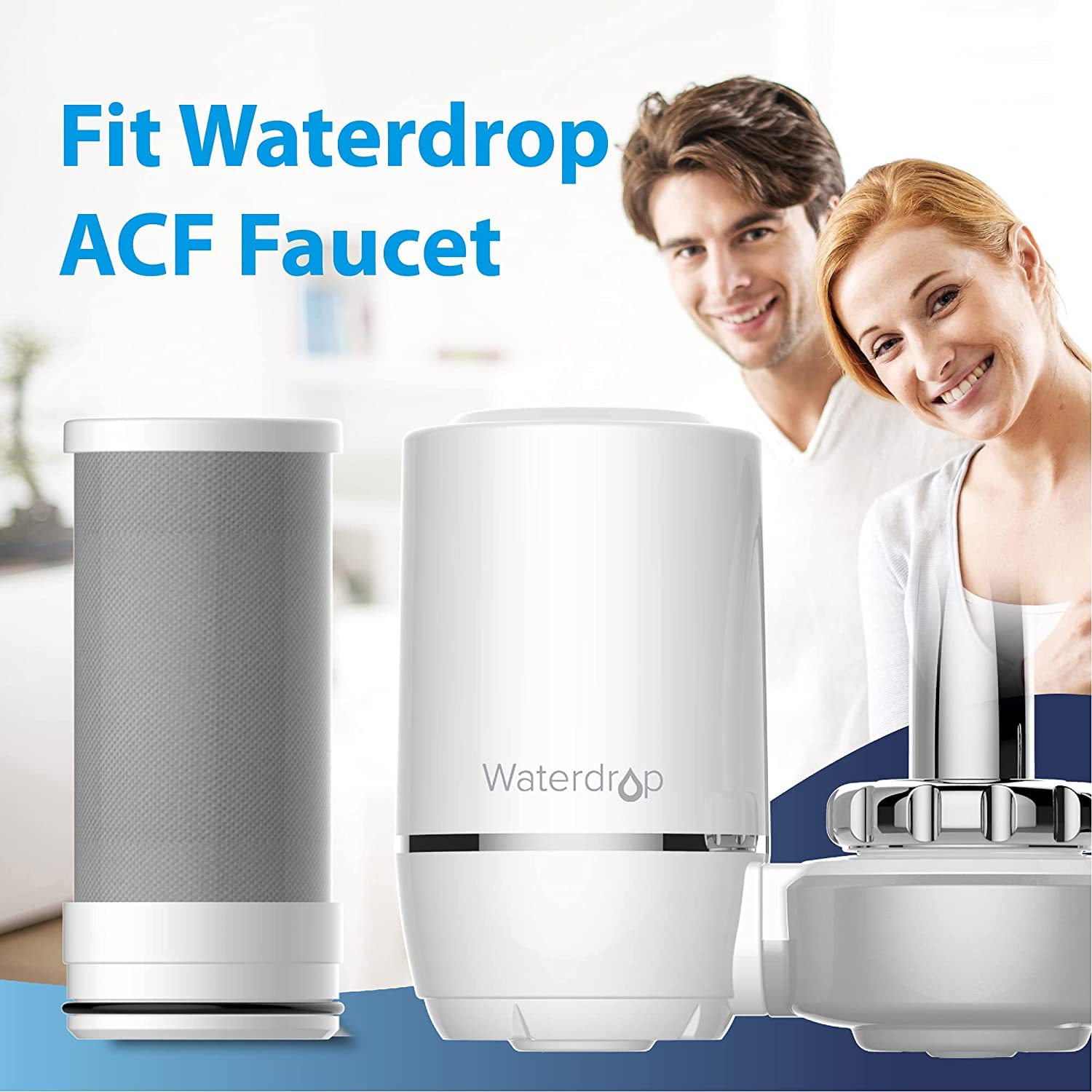 Waterdrop WD-FC-01 NSF Certified 320-Gallon Longer Filter Life Water Faucet Filter & Replacement Filters for ACF Faucet Filtration System