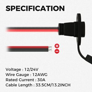 MOOTVGOO 2 Pack 12AWG SAE Connectors, Weatherproof Solar SAE Socket Sidewall Port, SAE to SAE 2 Pin Quick Disconnect Panel Extension Cable (Without SAE Plug) for Solar Generator Battery Charger