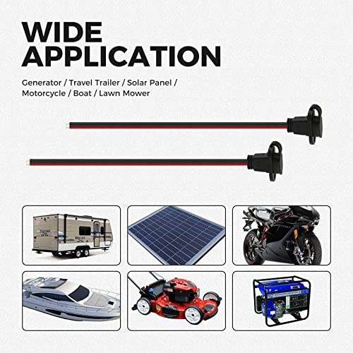 MOOTVGOO 2 Pack 12AWG SAE Connectors, Weatherproof Solar SAE Socket Sidewall Port, SAE to SAE 2 Pin Quick Disconnect Panel Extension Cable (Without SAE Plug) for Solar Generator Battery Charger