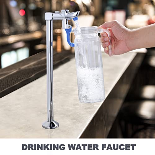 WOWOW Glass Filler Faucet, 14-Inch Water Filler Faucet Deck Mount Pedestal Glass Filling Water Station, Stainless Steel Push Cup Faucet for Bar Hotel Restaurant and Public Lounge