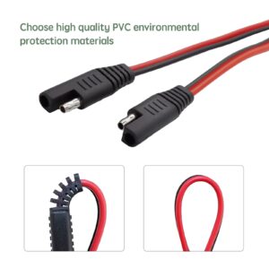 2 Pack 10AWG SAE Connector Extension Cable, SAE Quick Connector Disconnect Plug SAE Power Automotive Extension Cable Solar Panel Cable Wire, Solar Panel SAE Plug (30 cm/ 1ft)