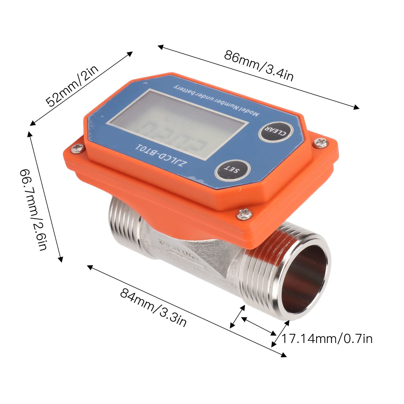 Water Flow Meter,Hose Timers for Watering,Water Flowmeter Digital Display Flow Sensor Stainless Steel Acid Alkali Resistance Flow Meter for Farmland Irrigation, hose timers for watering watering