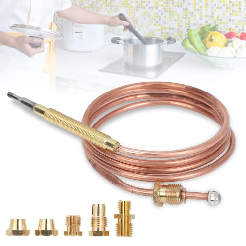 Watris Veiyi Universal Thermocouple, Gas Stove Replacement Kit Adaptors, 900mm/35.4in Length, M6X0.75 Head M8X1 End Nut, for Firepit Heater, BBQ Grill, Gas Water Heater