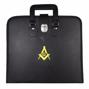 bricks masons masonic mm/wm and provincial full dress apron yellow square compass cases -18.5" x 16.5" x 2"