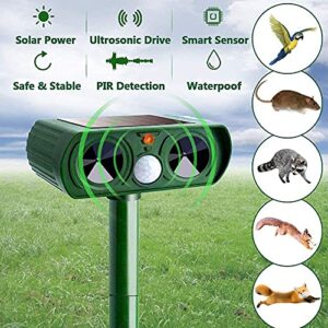 Abilly 2023 Solar Ultrasonic in Repellent Defender Rat, Squirrel, Deer, Raccoon, Skunk, Rabbit, Mole, Dog, Cat, Waterproof with Motion Detector