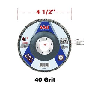 Sali 20 Pack Zirconia Flap Disc 40 Grit 4.5" x 7/8-Inch Sanding Disc Bevel Type #29 Premium and Industrial Grade Angle Grinder Grinding Wheel High Performance Edge Grinding