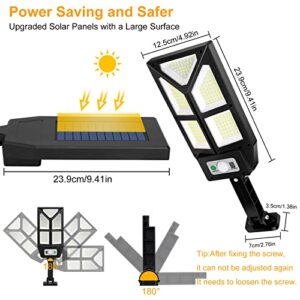 Totexil Solar Street Light, 2 Pack 196 Led Wireless Remote Control Solar Outdoor Lights, IP65 Waterproof Motion Sensor Security Solar Flood Lights with 3 Modes for Garden Street Patio Deck Garage Path