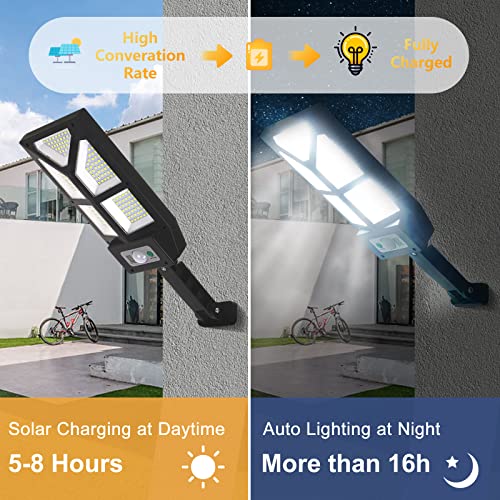 Totexil Solar Street Light, 2 Pack 196 Led Wireless Remote Control Solar Outdoor Lights, IP65 Waterproof Motion Sensor Security Solar Flood Lights with 3 Modes for Garden Street Patio Deck Garage Path