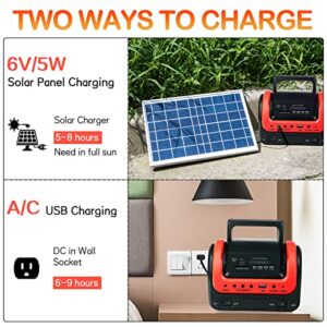 Solar Generator - Portable Generator with Solar Panel,Solar Power Generators Portable Power Station with Flashlight,Emergency Generator Solar Powered for Home Use Camping Travel Hunting Emergency(Red)