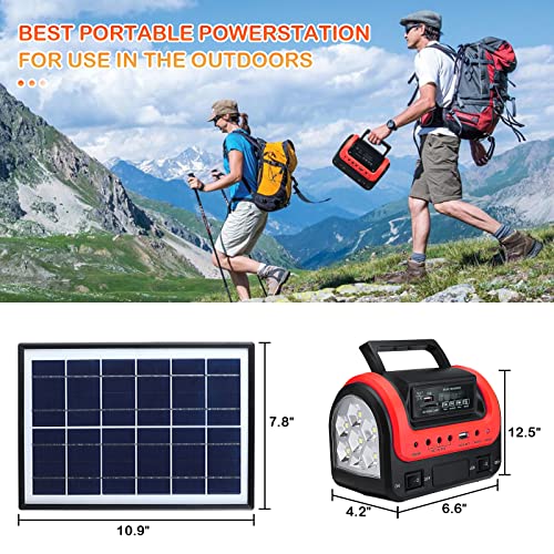 Solar Generator - Portable Generator with Solar Panel,Solar Power Generators Portable Power Station with Flashlight,Emergency Generator Solar Powered for Home Use Camping Travel Hunting Emergency(Red)