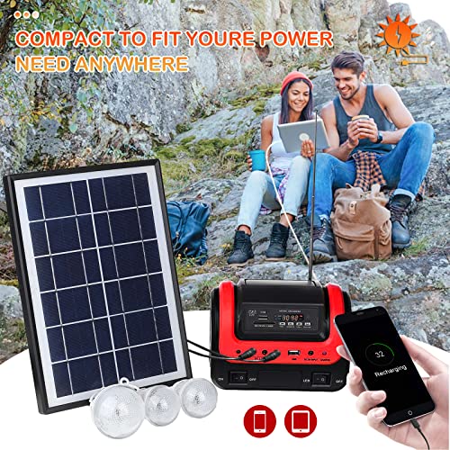 Solar Generator - Portable Generator with Solar Panel,Solar Power Generators Portable Power Station with Flashlight,Emergency Generator Solar Powered for Home Use Camping Travel Hunting Emergency(Red)