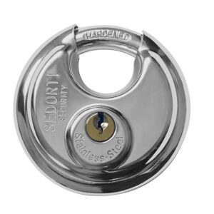 SEDORTI 5-Pack Discus Padlocks Keyed Alike, 2-3/4 inch Wide, Stainless Steel 304 Round Lock, Waterproof and Rustproof Storage Lock with Brass Keys, Ideal for Storage Unit Gate, Outdoor, Shed, Fence