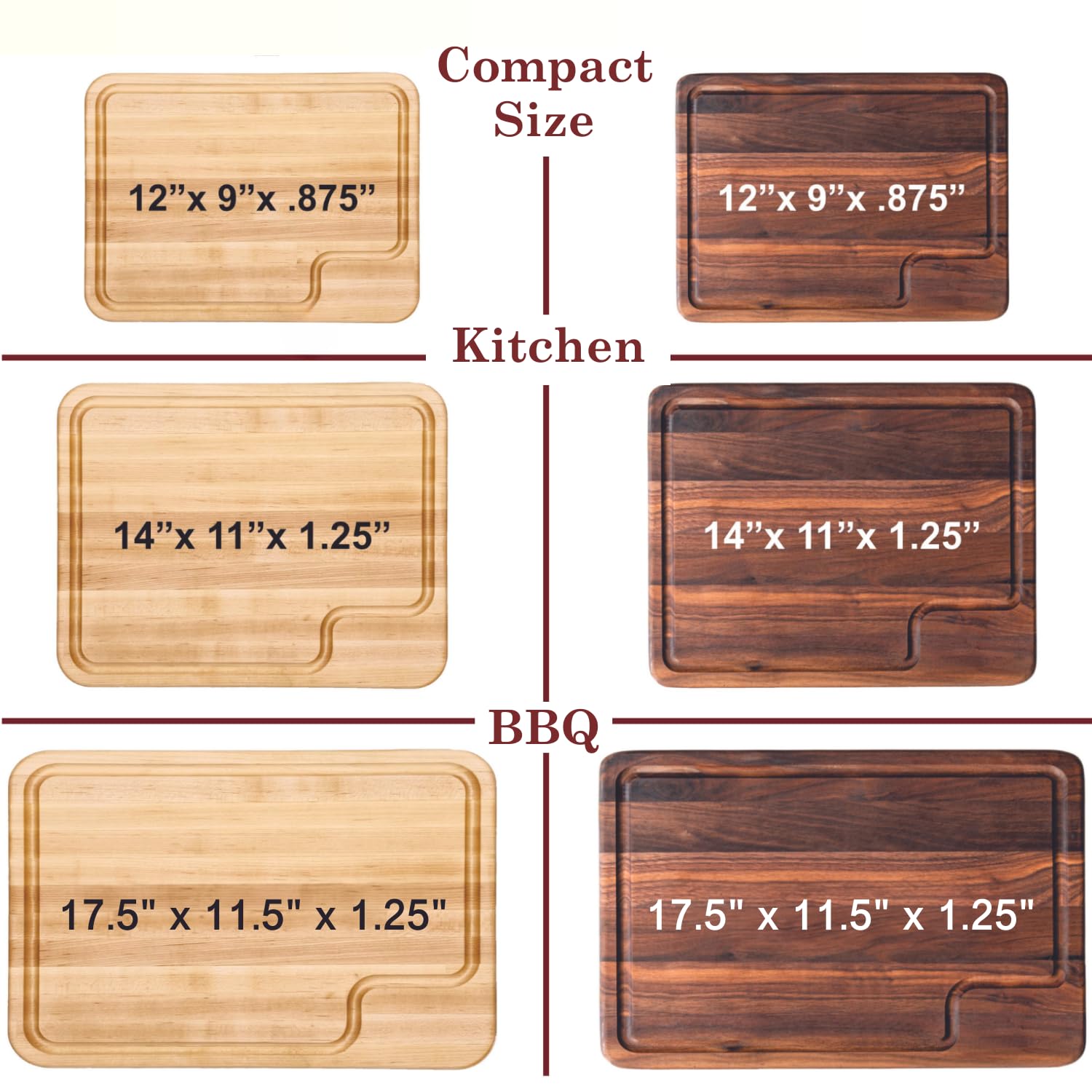 Custom Cutting Boards Wood Engraved Cutting Board Personalized, USA Made - Thick Maple/Walnut Personalized Cutting Boards Wood Engraved, Personalized Wedding Gifts for the Couple