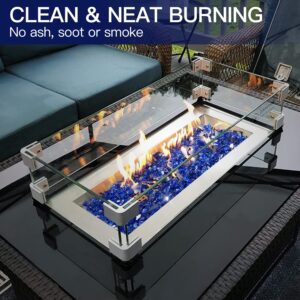 APROMISE Fire Glass for Fire Pit - 1/2 inch Fire Pit Glass | Reflective Fire Glass for Propane Fire Pit and Fireplace | 10lbs | Cobalt Blue