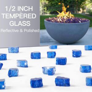 APROMISE Fire Glass for Fire Pit - 1/2 inch Fire Pit Glass | Reflective Fire Glass for Propane Fire Pit and Fireplace | 10lbs | Cobalt Blue