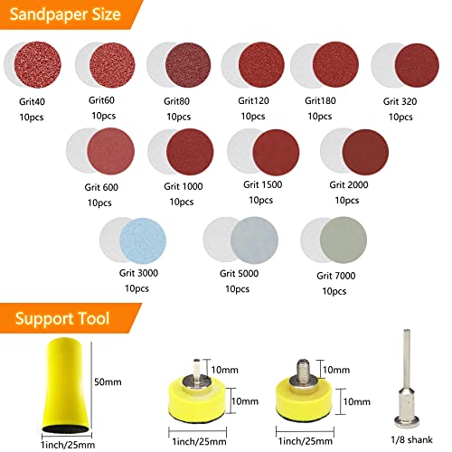 CTPICXM 149pcs 1inch Sandpaper 40-7000grit Sanding Disc with Polishing Buffing Wheel Set Shank Backing Pad,Polishing Pads and Buffering Pad for Drill Grinder Rotary Tools, Wood Metal Jewelry