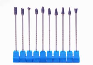 jrealmer 10pcs 1/8" shank extend long head 4"(100mm) tungsten carbide burr rotary burrs for die grinder