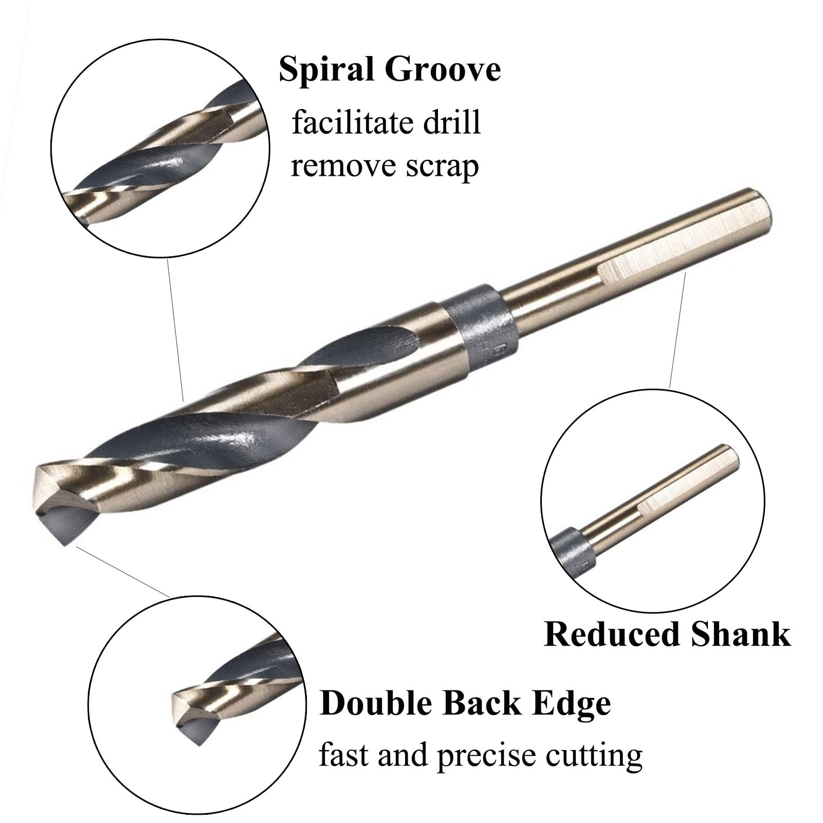 TA-VIGOR 14mm Reduced Shank Twist Drill Bit with 10mm Shank- 9/16" Drill Bit Perfect for Drilling Steel, Copper, Aluminum Alloy-Made of High Speed Steel 4341