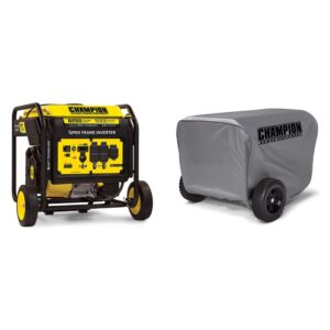 champion power equipment 100519 6250-watt open frame inverter with quiet technology & champion weather-resistant storage cover for 4800-11,500-watt portable generators