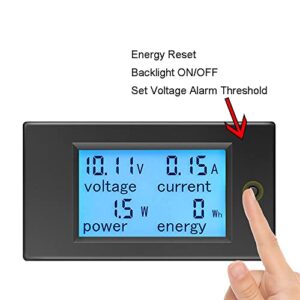 KETOTEK Digital Ammeter Voltmeter DC Voltage Current Power Energy Meter 6.5V~100V with 100A Shunt, DC Volt Amp Watt KWh Meter Panel Gauge LCD Display 4 in 1 Multimeter Solar