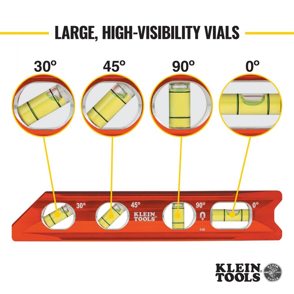 Klein Tools 935RB Level, 8-Inch Torpedo Level & 9225 Tape Measure, Heavy-Duty Measuring Tape with 25-Foot Double-Hook Double-Sided Nylon Reinforced Blade, with Metal Belt Clip