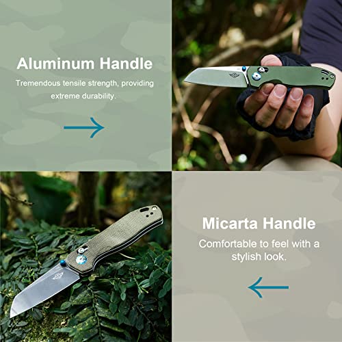 OKNIFE Rubato 2 Pocket Knife for Men, Rail Lock Knife 154CM Blade with Aluminum Handle for EDC, Outdoor