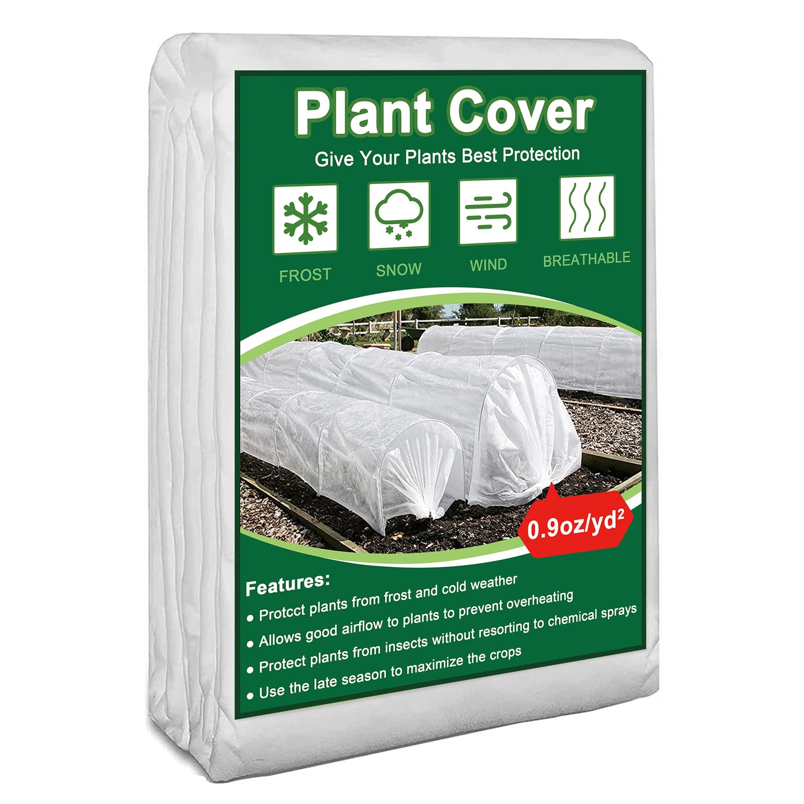 ZOZIJIU Plant Covers Freeze Protection- 0.9oz Plant Cover for Winter Freeze Rectangle Garden Floating Row Cover for Cold Protection (8X15FT)