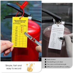 101 Pieces Monthly Fire Extinguisher Inspection Tags 2023 Maintenance Tags and Plastic Tamper Seals Numbered Security Tags with Handheld Hole Puncher (Red, Yellow, 4.33 x 2.13 Inch)