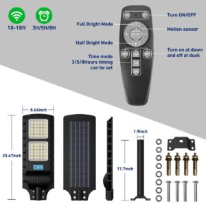 AllEASY Solar Street Light Outdoor Waterproof, 600LEDs 30000lm, IP67 Solar Flood Lights Dusk to Dawn Lighting with Remote Control, Security Motion Sensor Lamp for Garage, Yard