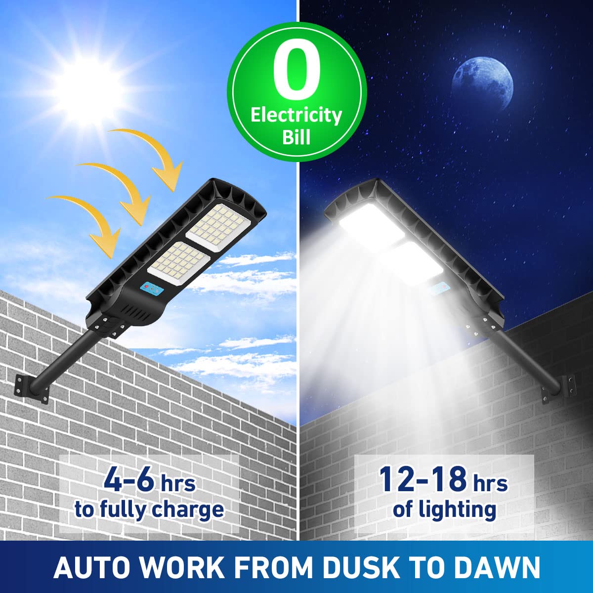 AllEASY Solar Street Light Outdoor Waterproof, 600LEDs 30000lm, IP67 Solar Flood Lights Dusk to Dawn Lighting with Remote Control, Security Motion Sensor Lamp for Garage, Yard