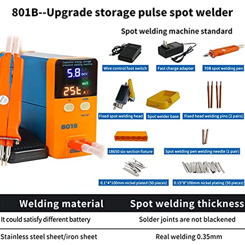 CHUNTIANMEI 801B Battery Spot Welder, 11.6 KW Capacitor Energy Storage Spot Welding Machine, Portable Precision Pulse Battery Welding Equipment,for 18650, Lithium Battery Pack Building