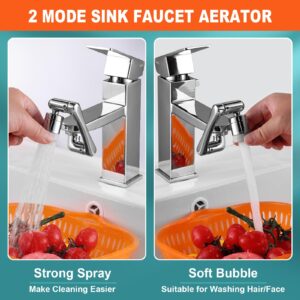 Spurtar 2 PCS 1440° Faucet Extender for Bathroom Sink, 2 Outlet Mode 1080° Rotatable Faucet Aerator + 360° Swivel Faucet Attachment Multifunctional Extension, Splash Filter Kitchen Faucet Extender