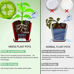 HBSGS Plant Pots Plastic Flower Pots Set with Drainage Holes and Saucers Planter for Indoor Plants Outdoor Plants and Flowers, Colorful